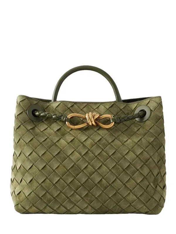 Bottega Veneta Andiamo Small Intrecciato Suede Shoulder Bag - Green