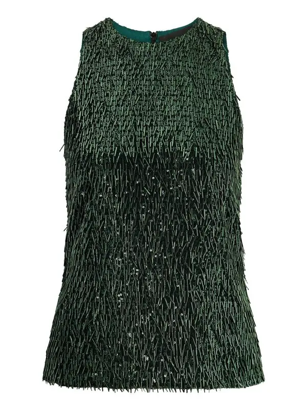 DIMA AYAD Embellished High Neck Sleeveless Blouse - Green