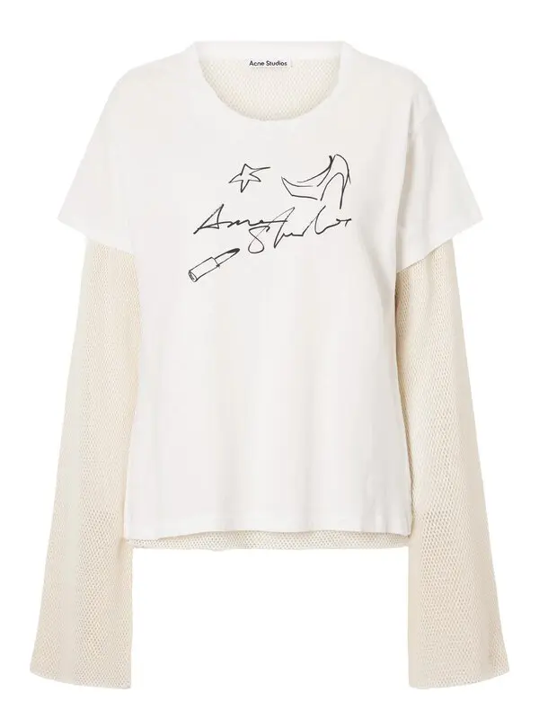 Acne Studios Evina Layered Printed T-shirt - Neutrals