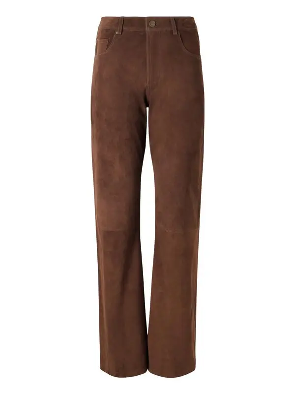 ARMA Suede Straight-leg Pants - Brown