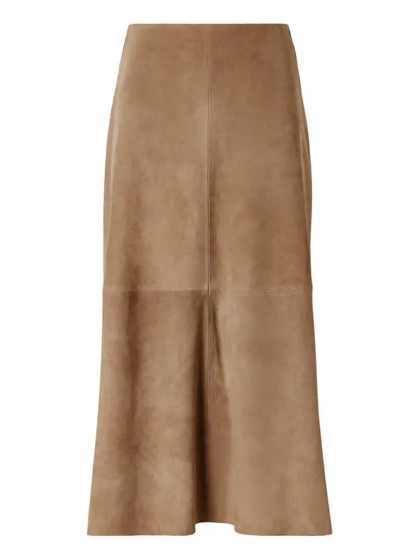 ARMA Melita Suede Midi Skirt - Brown