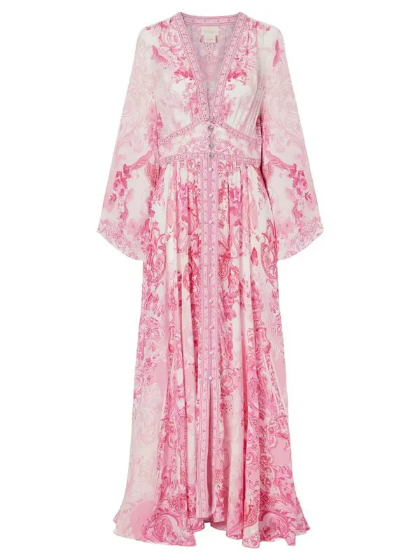 Camilla Embellished Floral-print Silk-crepe Maxi Dress - Pink