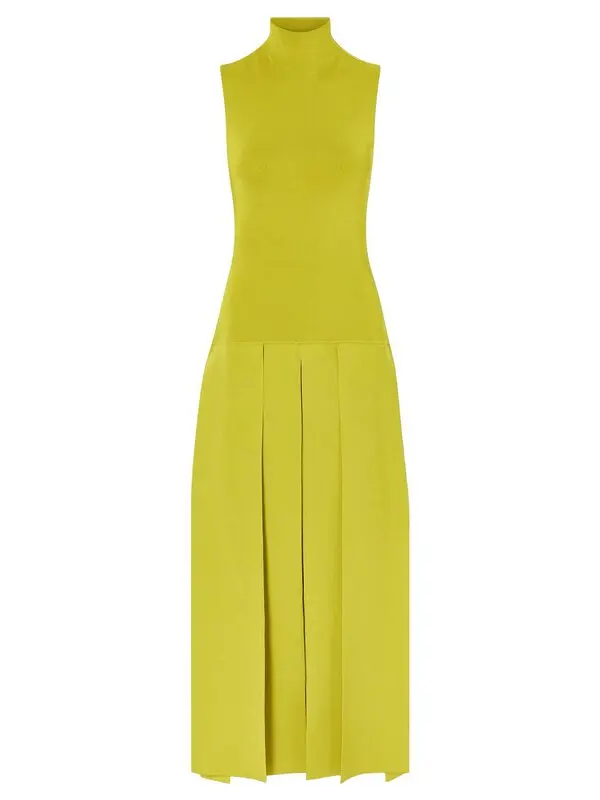 Alaïa Pleated Knitted Jersey Maxi Dress - Green