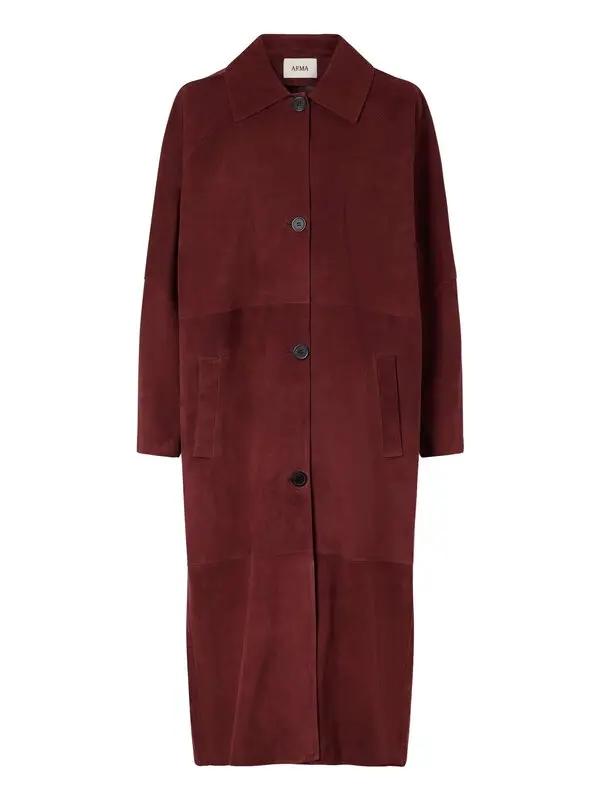 ARMA Oversized Suede Coat - Dark Brown