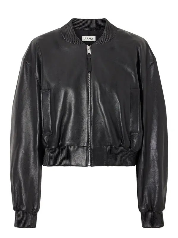 ARMA Hannan Leather Bomber Jacket - Black