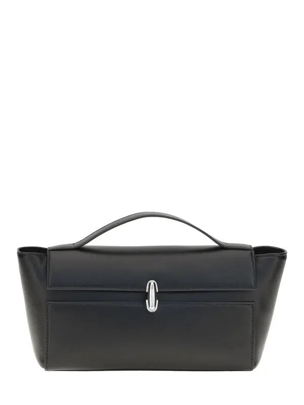 Savette Symmetry Trapeze Clutch In Smooth Leather - Black