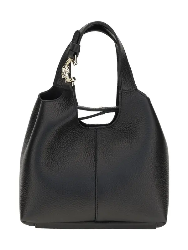 COCCINELLE C-easy Small Grained Leather Handbag With Top Handle And Adjustable Strap - Black