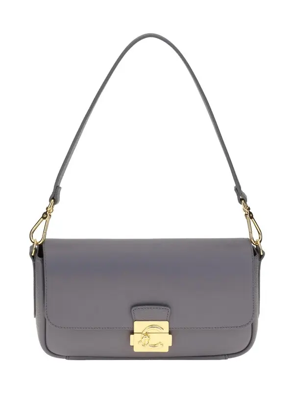 COCCINELLE C-me Lock Medium Shoulder Bag In Grained Leather - Light Blue