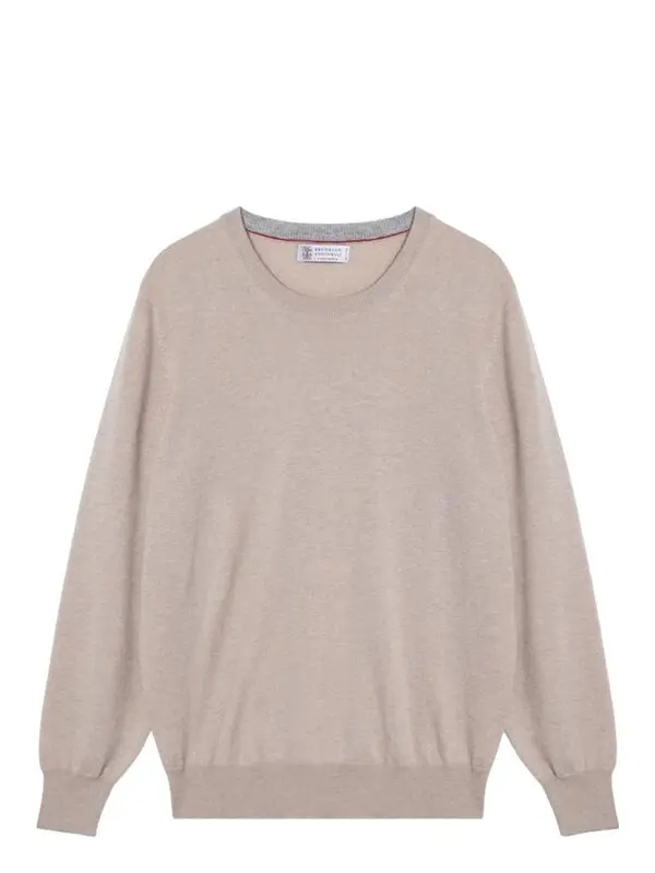 Brunello Cucinelli Round Neck Long Sleeve Sweater - Nude