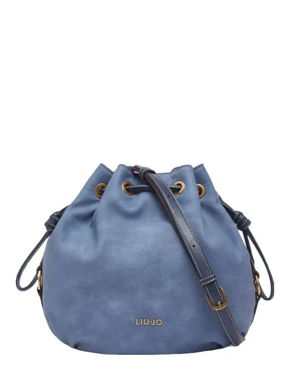 Liu Jo Medium Nubuck Effect Drawstring Crossbody Bag - Light Blue