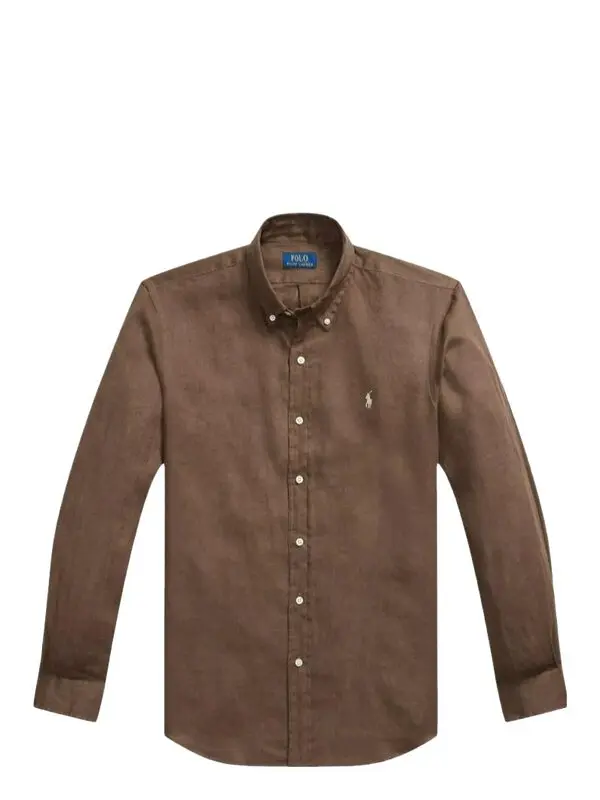Ralph Lauren Polo Logo Embroidered Polo Pony Shirt - Brown