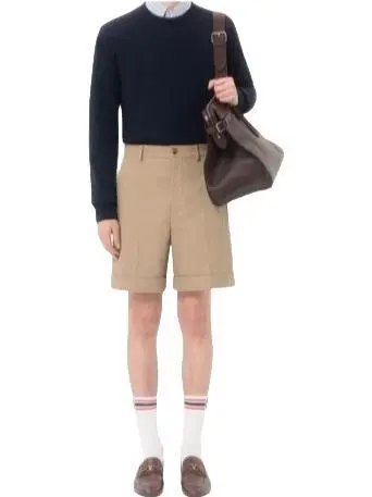 Valentino Garavani Cotton Gabardine Bermuda Shorts With Vlogo Embroidery - Black