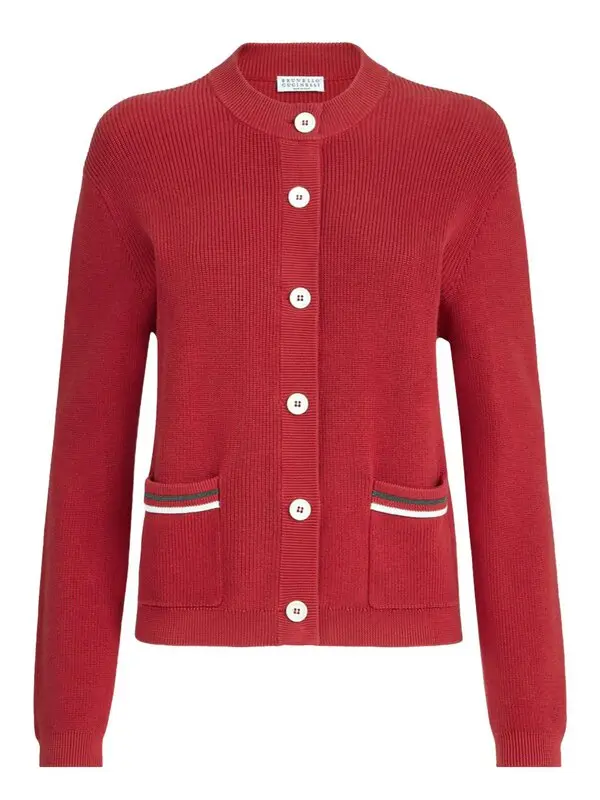 Brunello Cucinelli Ribbed Pocket Cardigan - Ruby