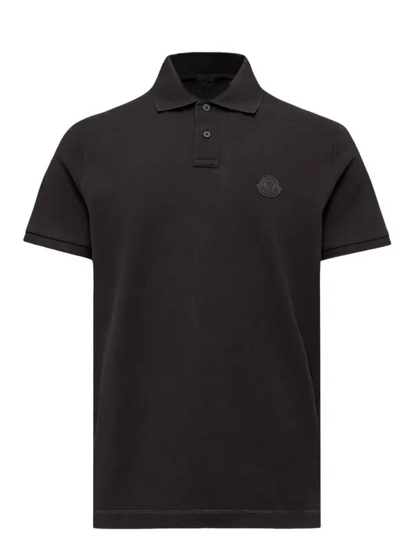 Moncler Logo Cotton Piquet Polo Shirt - Black