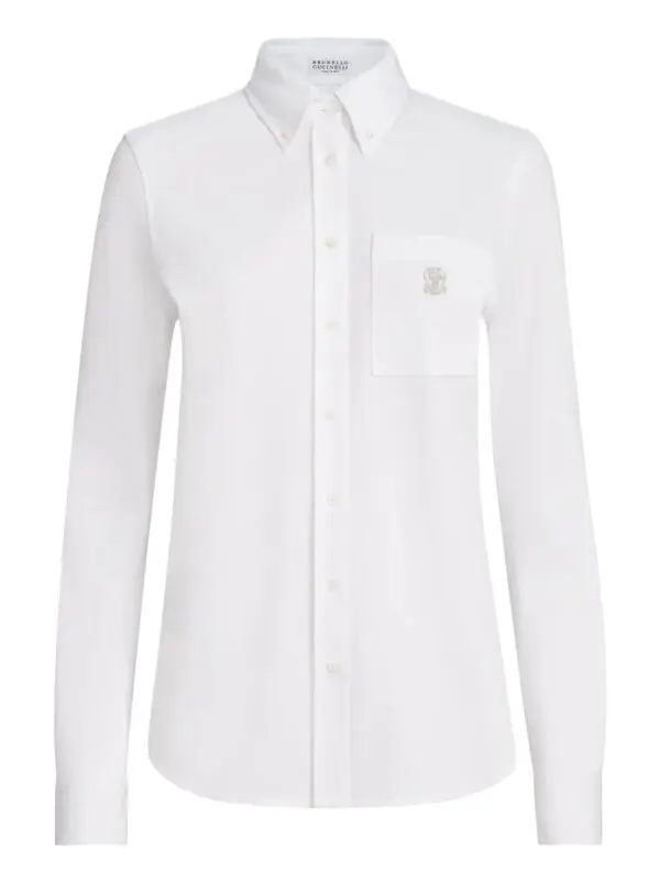 Brunello Cucinelli Long Sleeve Logo Shirt - White