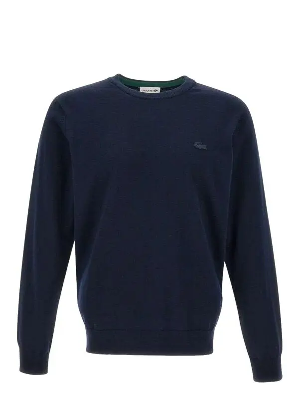 Lacoste Logo Patch Crewneck Knitted Jumper - Black