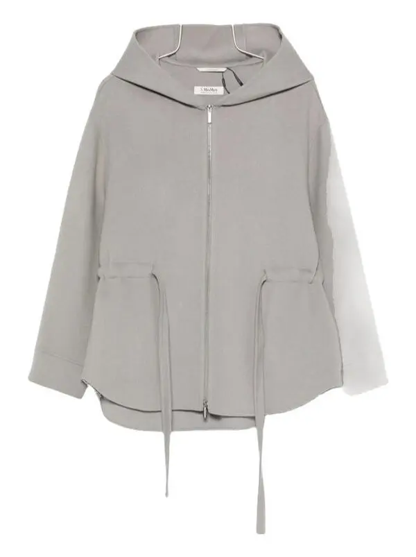Max Mara Long-sleeved Hooded Casual Jacket With Drawstring Waist - Gray