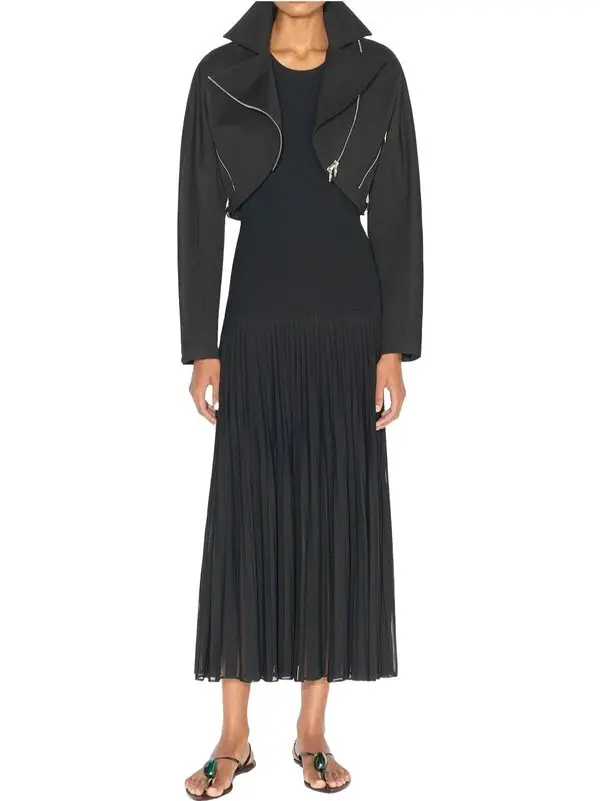 Alaïa Cropped Jacket With Side Buckle Detail - Black