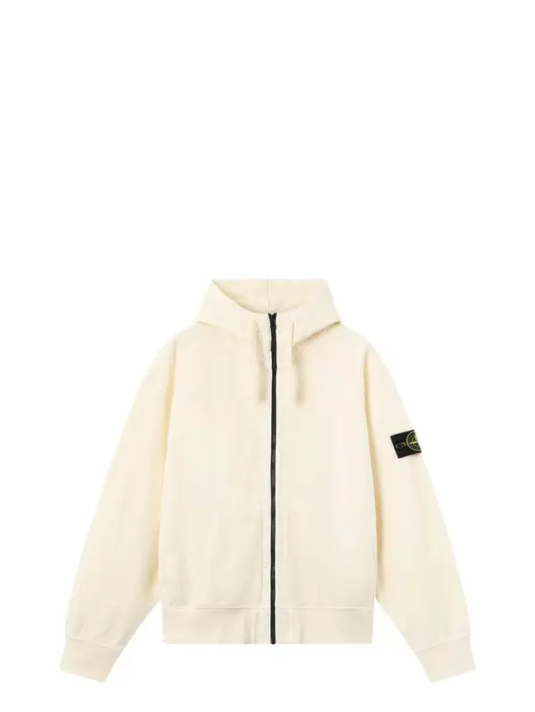 Stone Island Zip-up Hooded Sweatshirt - Ivory