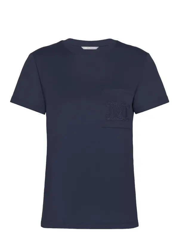 Max Mara Logo Embroidered Crewneck T-shirt - Blue