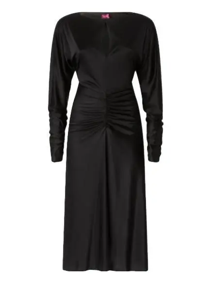 Pinko Ruched Long-sleeve Sweetheart Neckline Dress - Black