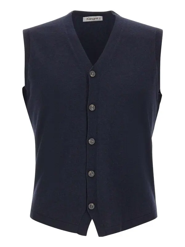 KANGRA Buttoned Knit Vest - Black