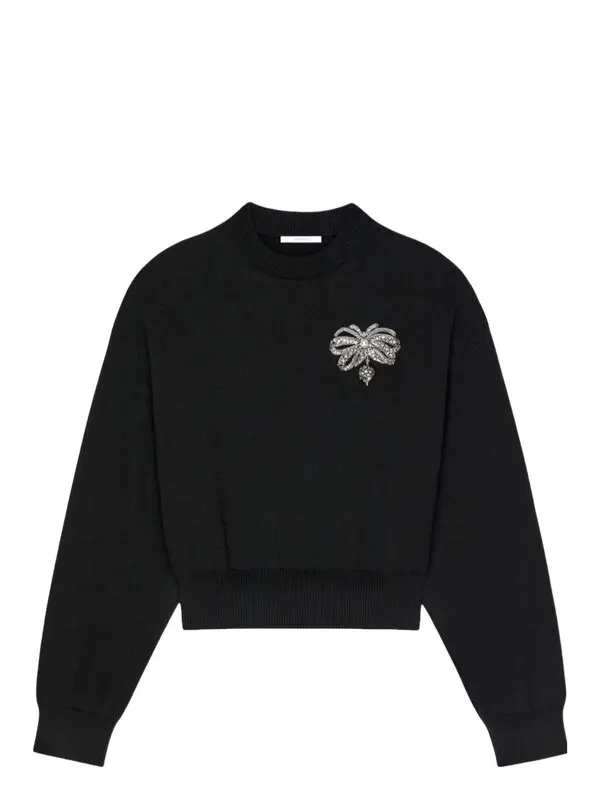 Givenchy Wool And Cotton Sweater With Embroidered Bow - Black