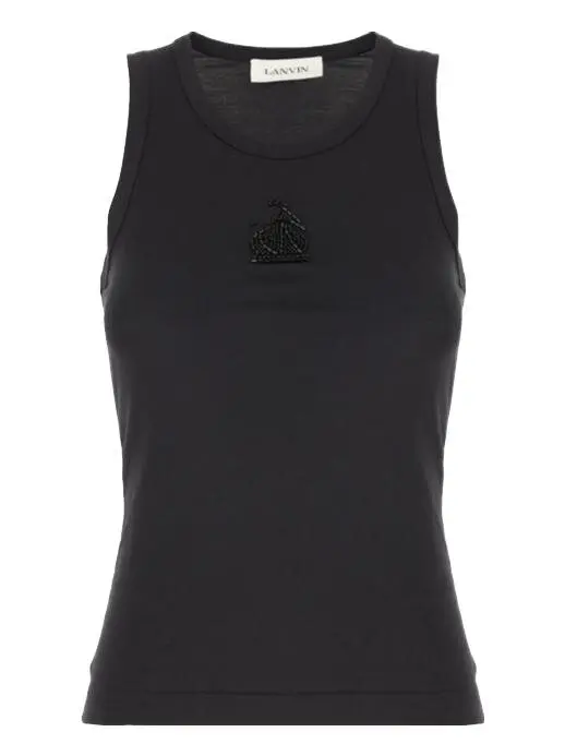 LANVIN Sleeveless Round Neck Tank Top - Black