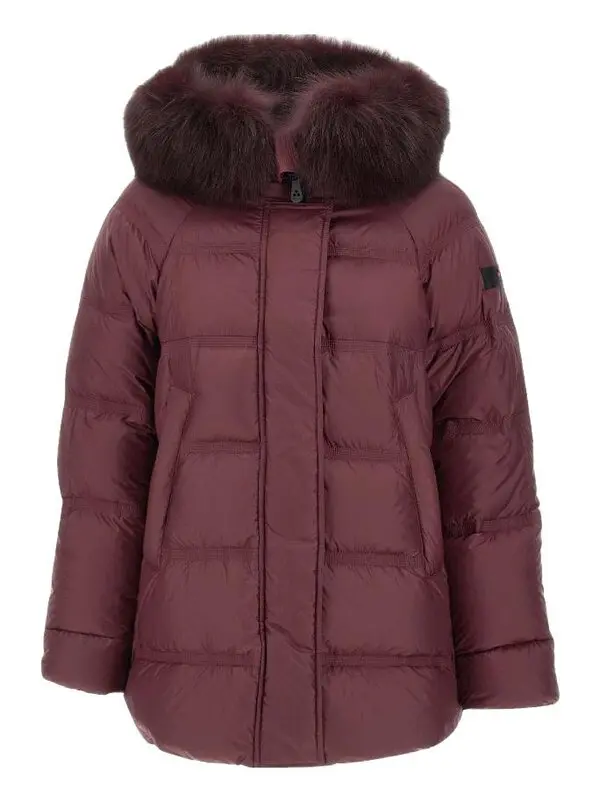 Peuterey Long-sleeved Down Jacket With Fur-trimmed Hood - Red