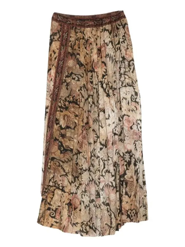 PIERRE-LOUIS MASCIA Printed Pleated Skirt - Nude