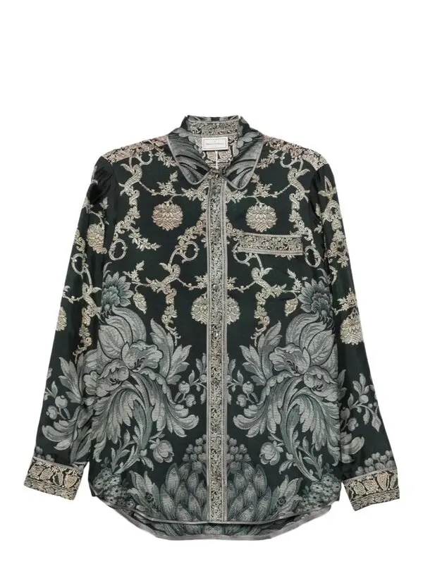 PIERRE-LOUIS MASCIA Printed Long Sleeve Shirt - Black