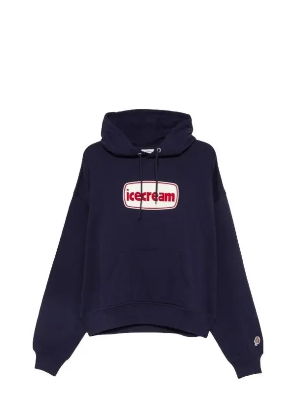 ICECREAM Logo-print Drawstring Hoodie - Navy