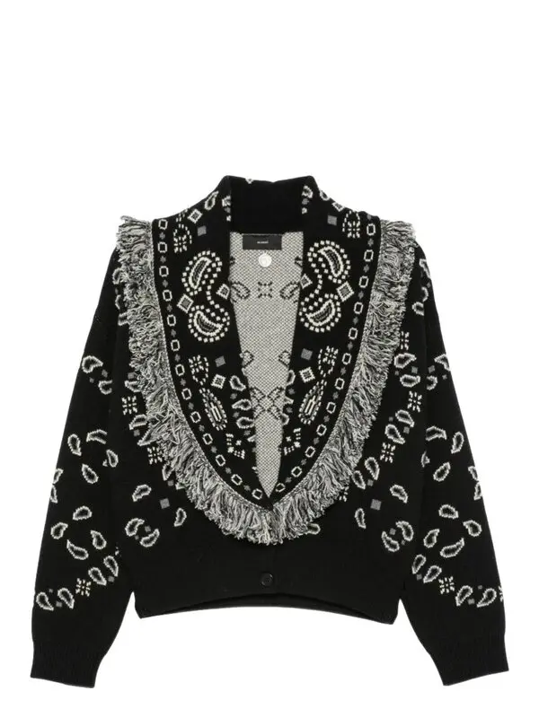 Alanui Paisley-jacquard Fringed Cardigan - Black