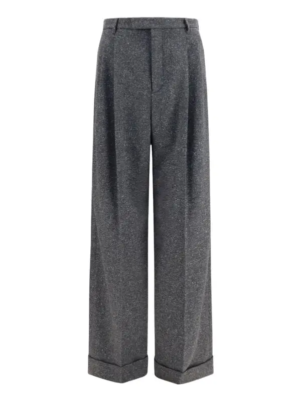 Valentino Garavani Pleated Turn-up Hem Pants - Black