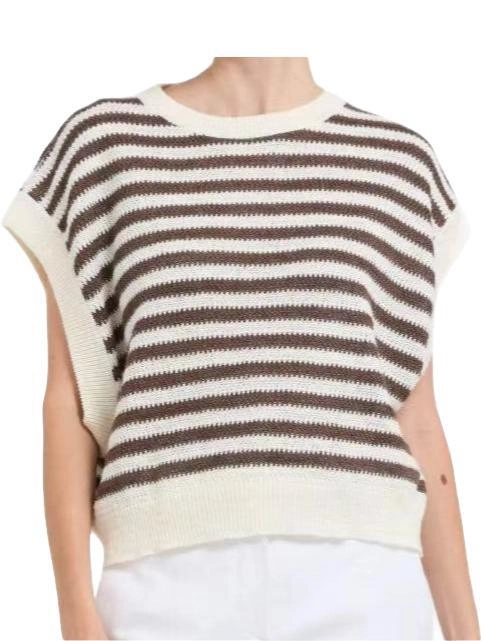 Brunello Cucinelli Striped Crew Neck Knit Top - No