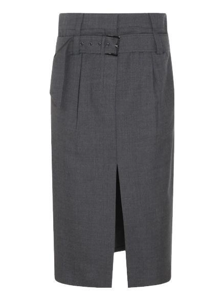 Brunello Cucinelli Belted Skirt With Front Slit - Grey