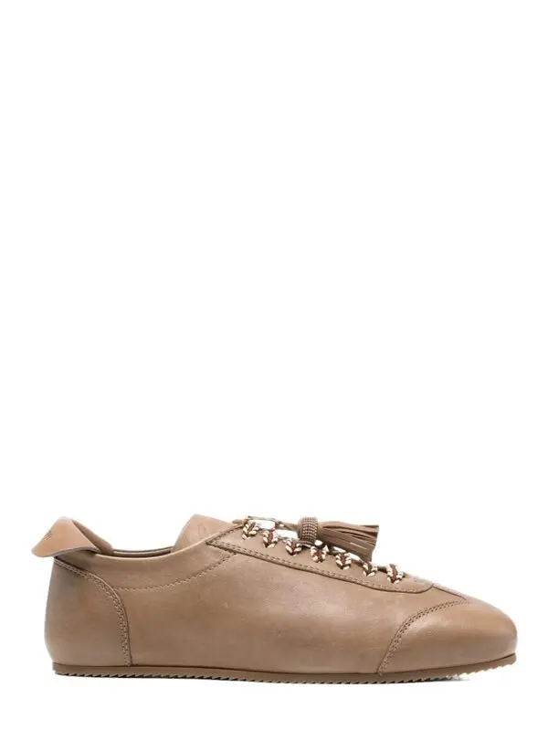 Fabiana Filippi Lace-up Sneakers With Tassel Detail - Brown