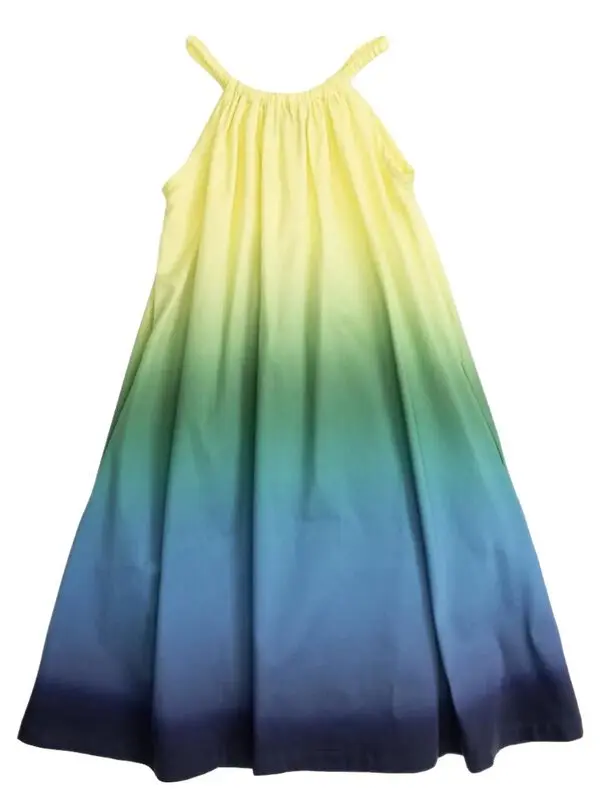 Casablanca Ombré Satin Cotton Dress - Blue