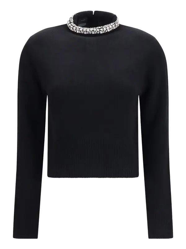 Pinko Embellished High Neck Jumper - Black
