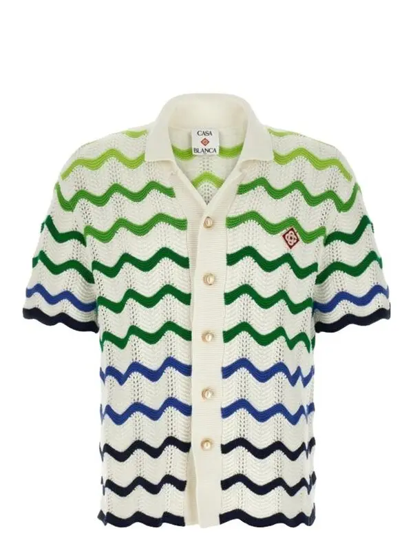 Casablanca Wave Knit Shirt - White