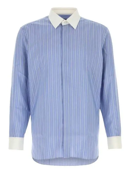 TOM FORD Contrast Collar Striped Shirt - Blue
