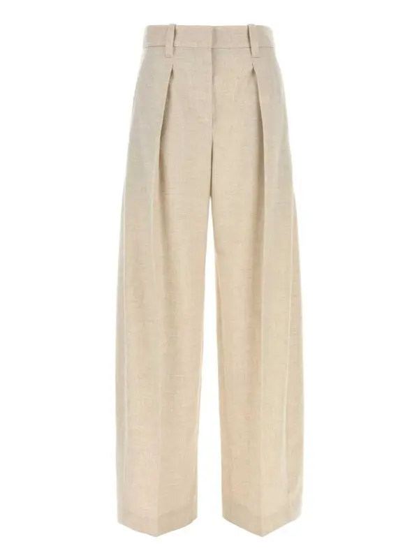 Brunello Cucinelli Wool And Cashmere Tailored Palazzo Pants - Nude