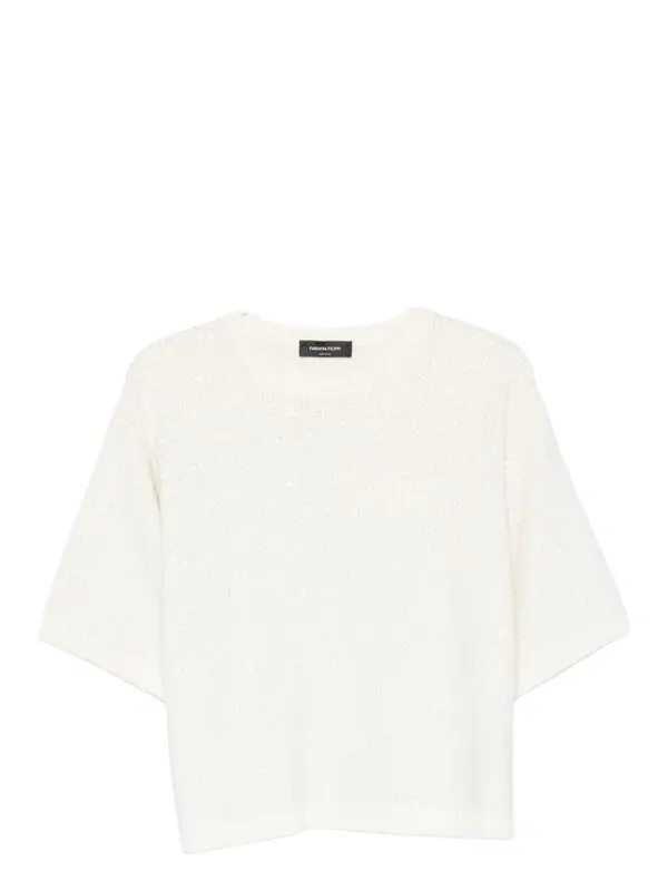 Fabiana Filippi Sequin Embellished Boxy Knit Top - White