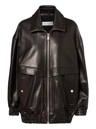 Nour Hammour Beck Leather Bomber Jacket - Black