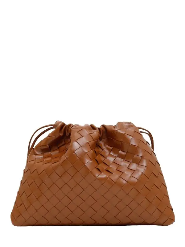 Bottega Veneta Woven Leather Drawstring Clutch - Brown