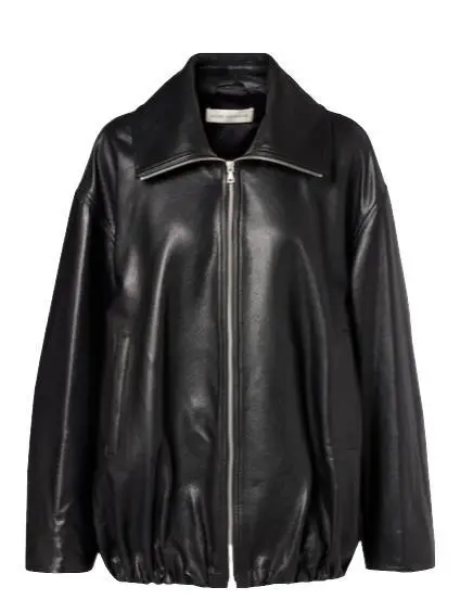 Nour Hammour Elisse Leather Zip-up Jacket - Black