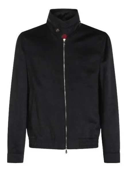 Brunello Cucinelli Zipper Beaver Cloth Bomber Jacket - Black