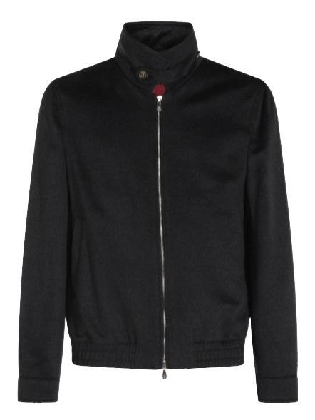 Brunello Cucinelli Zipper Beaver Cloth Bomber Jacket - Black