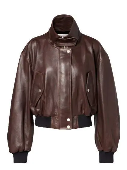Nour Hammour Briar Leather Bomber Jacket - Black