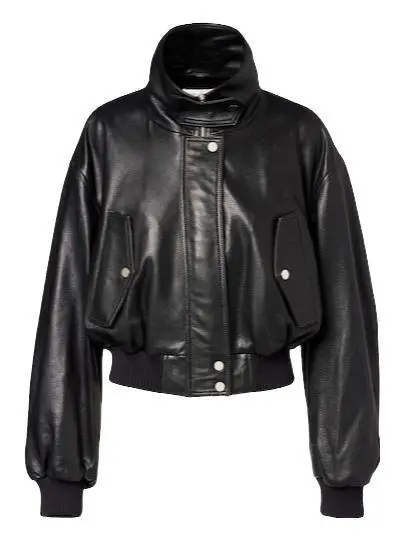 Nour Hammour Briar Leather Bomber Jacket - Black